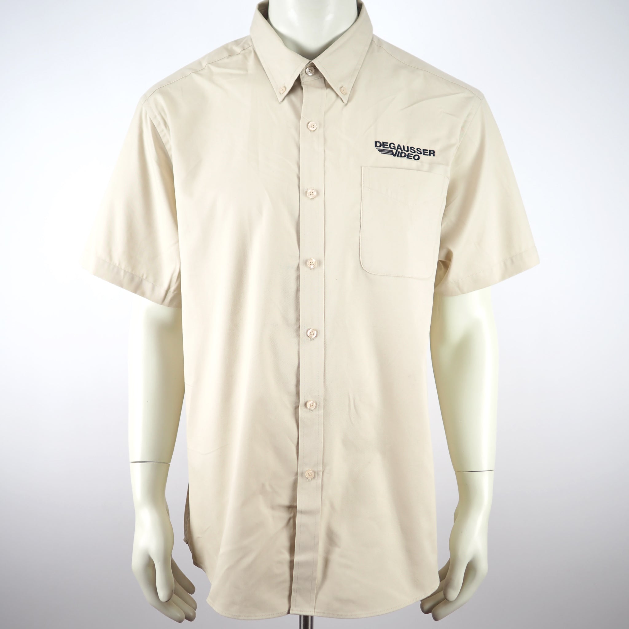 Degausser Video Embroidered Logo - Button Down Shirt - Khaki – Vinegar ...